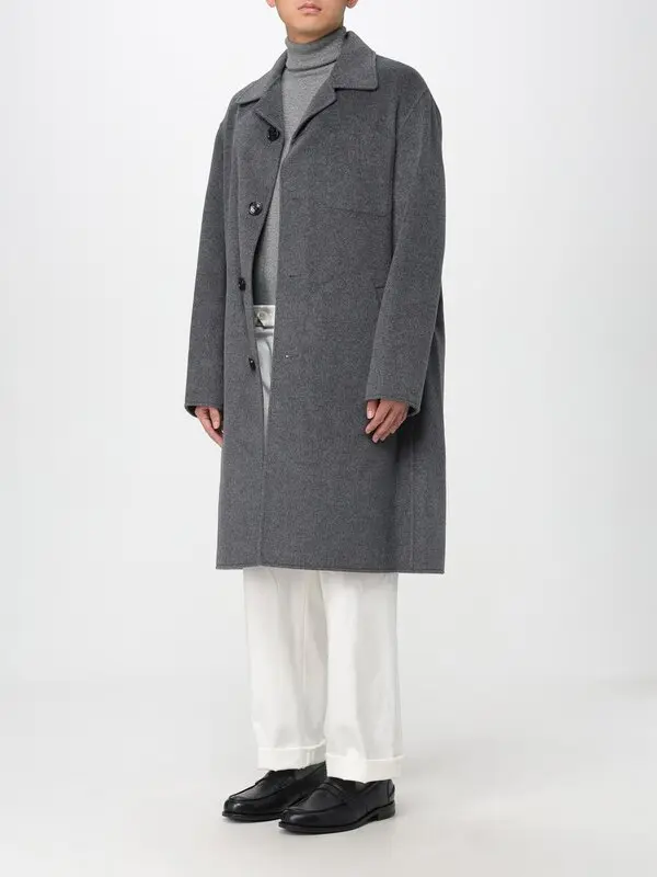 AMI Paris Logo Detailed Single Breasted Coat