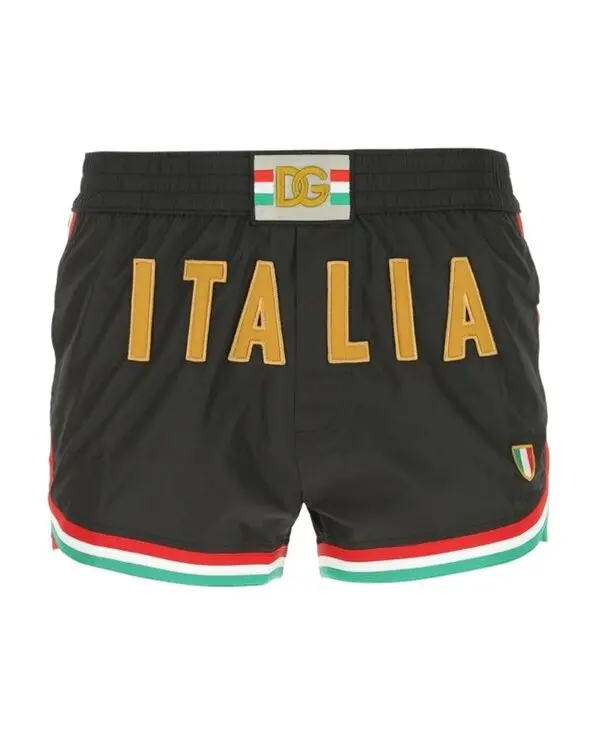 Dolce & Gabbana Italia Logo Swim Shorts - Black
