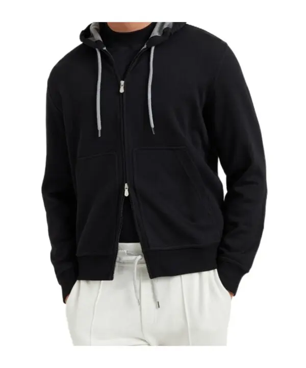 Brunello Cucinelli Zip-up Drawstring Hoodie - Black