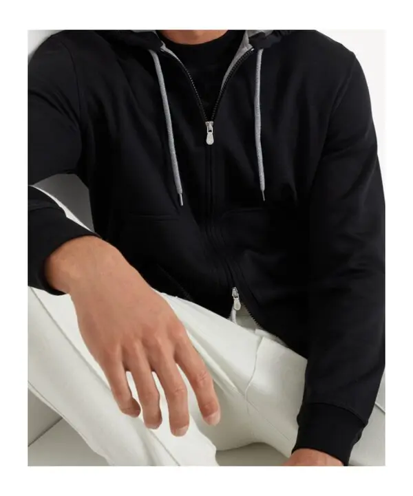 Brunello Cucinelli Zip-up Drawstring Hoodie - Black