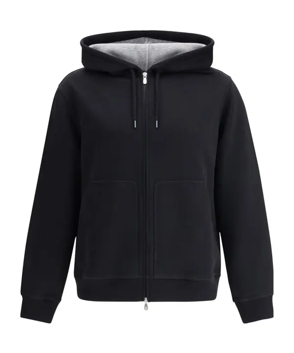 Brunello Cucinelli Zip-up Drawstring Hoodie - Black