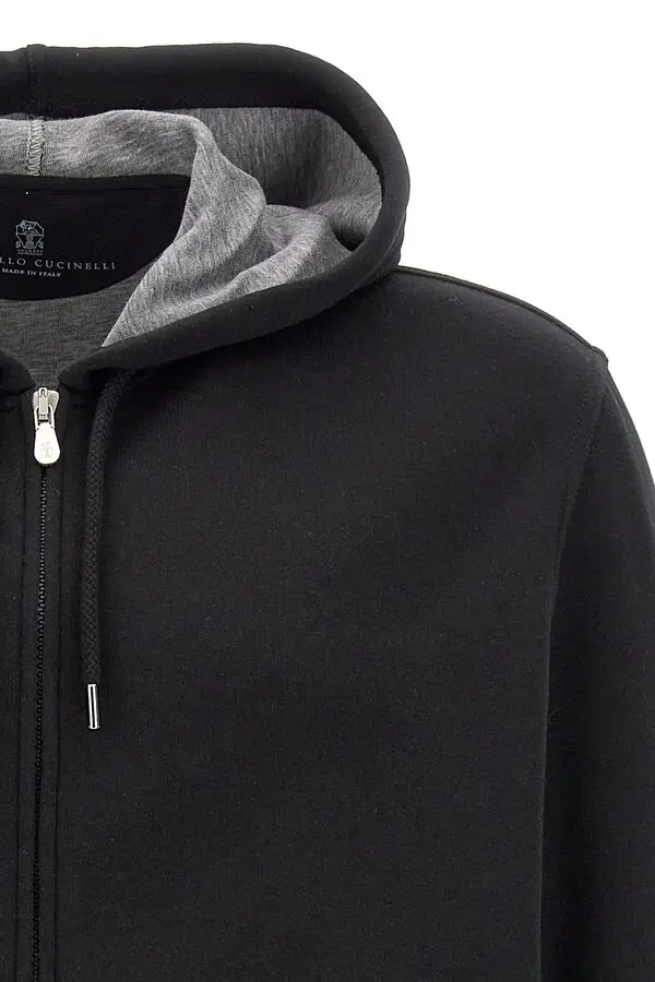 Brunello Cucinelli Zip-up Drawstring Hoodie - Black