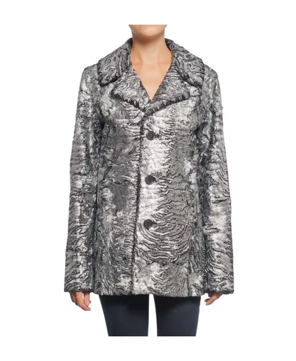 Saint Laurent Metal Effect Fur - Gray