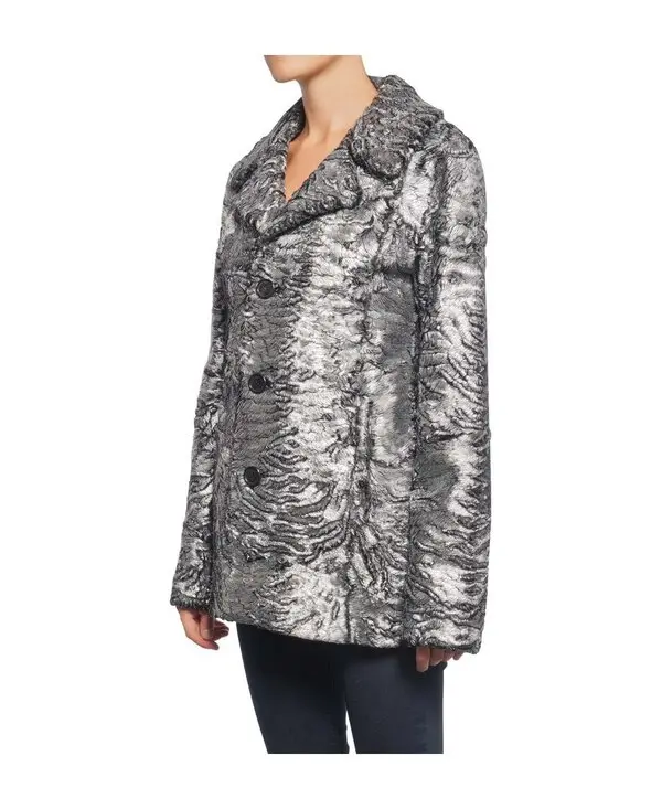 Saint Laurent Metal Effect Fur Coat