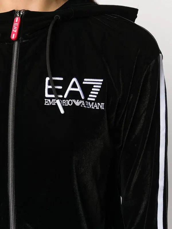 ジャケット・アウター EMPORIO ARMANI EA7 VELOUR TRACK JACKET Ea7 Velour Track Jacket With Logo In Black | Editorialist