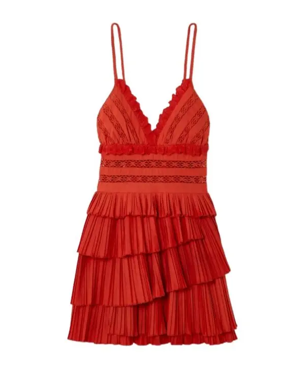 Sea Madeira Embroidery Mini Dress - Red