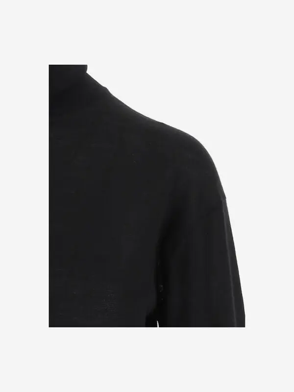 Saint Laurent Long-sleeved High-neck Sweater With Ribbed Details - Black