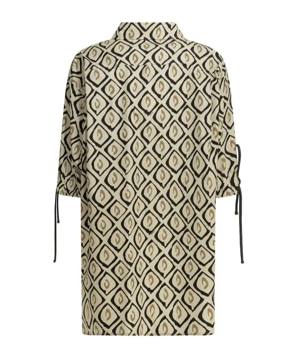 Max Mara Ecru Oversized Printed Poplin Shirt - Nude
