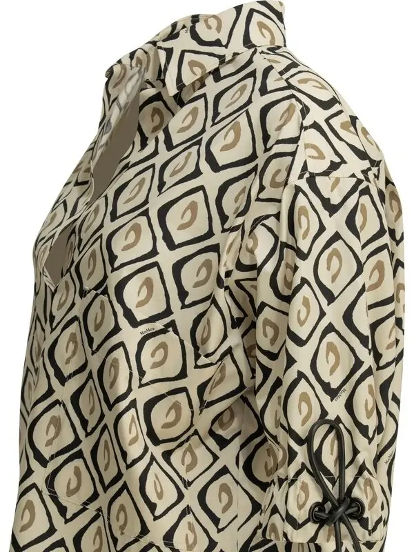 Max Mara Ecru Oversized Printed Poplin Shirt - Nude