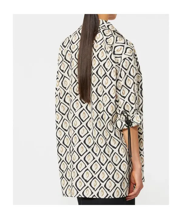 Max Mara Ecru Oversized Printed Poplin Shirt - Nude