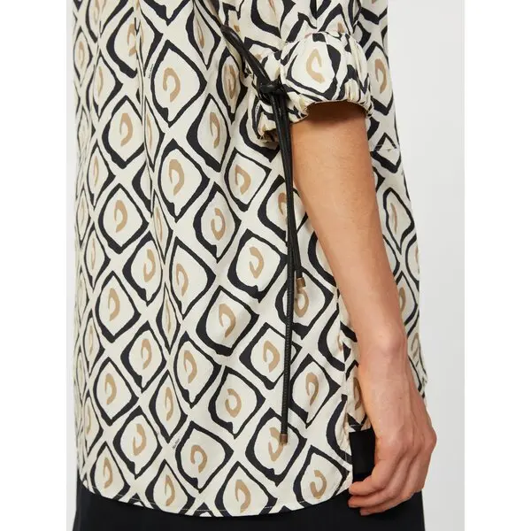Max Mara Ecru Oversized Printed Poplin Shirt - Nude