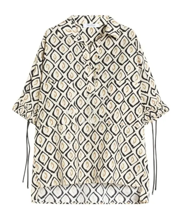Max Mara Tie-detailed Patterned Blouse