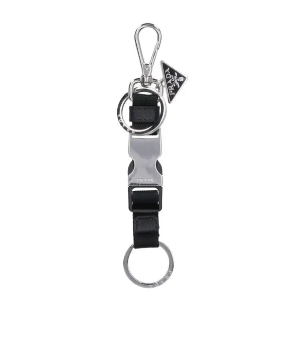 Prada Triangle Logo Keychain - Black