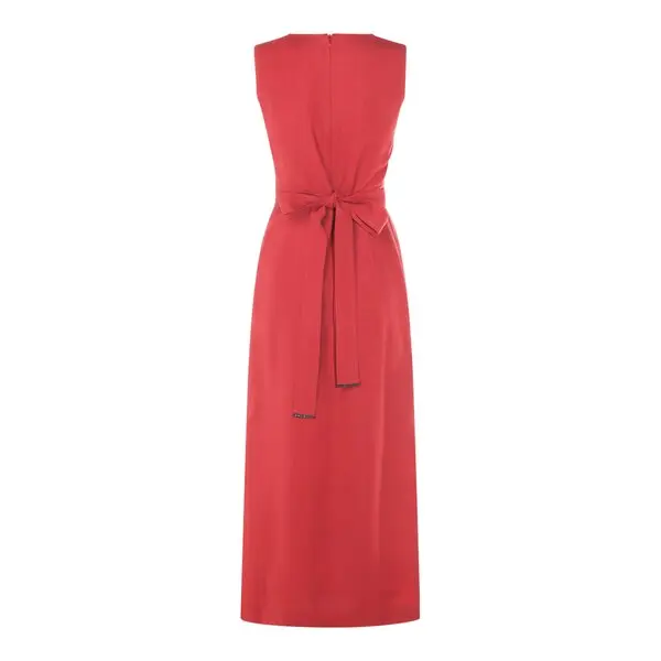 Brunello Cucinelli Sleeveless Fluid Twill Wrap-effect Midi Dress With Slit Skirt - Red