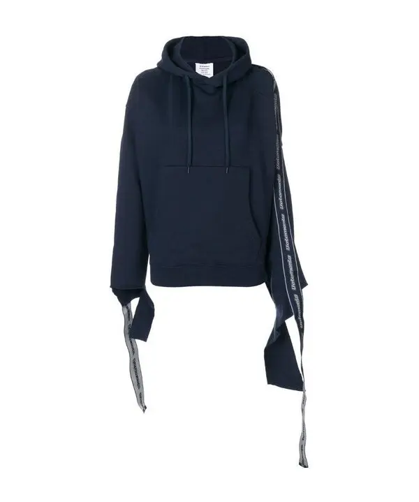 Vetements Navy Blue Logo Hoodie