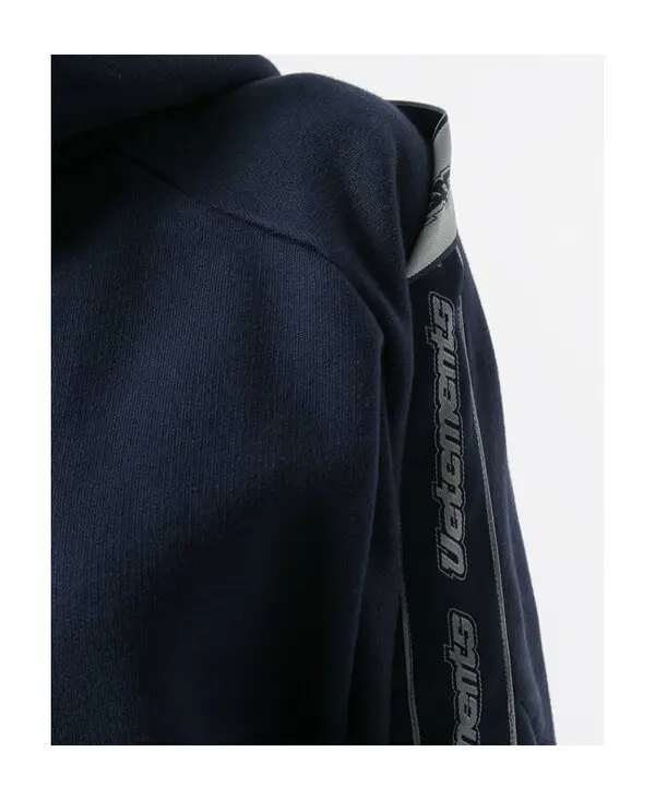 Vetements Navy Blue Logo Hoodie