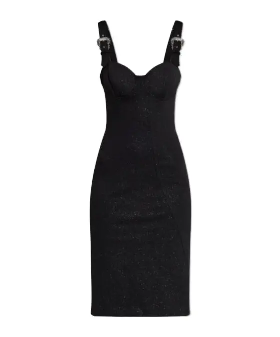 Versace Glittered Midi Dress - Black