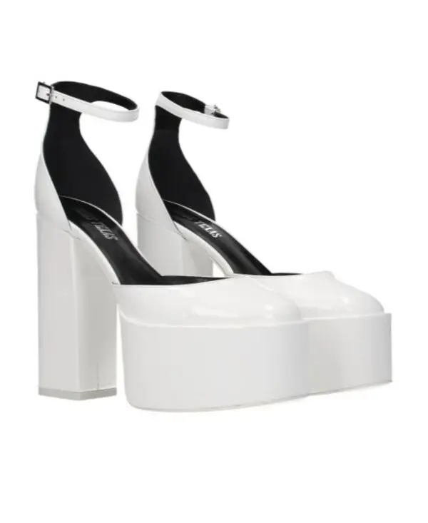 Paris Texas Round Toe Platform Pumps - White