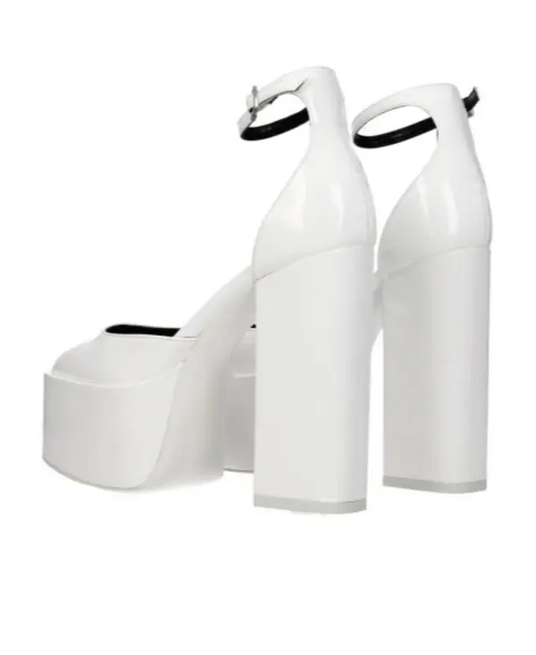 Paris Texas Round Toe Platform Pumps - White