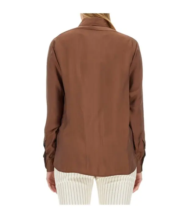 TOM FORD Pleated Long-sleeved Shirt - Brown