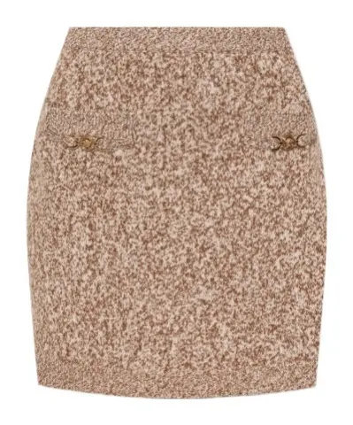 Versace Knitted Mini Skirt With Embellished Pockets
