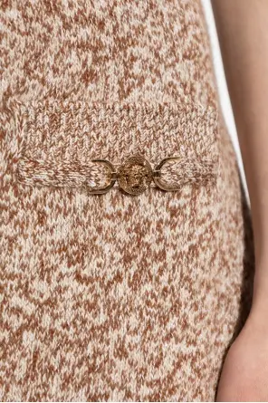 Versace Knitted Mini Skirt With Embellished Pockets
