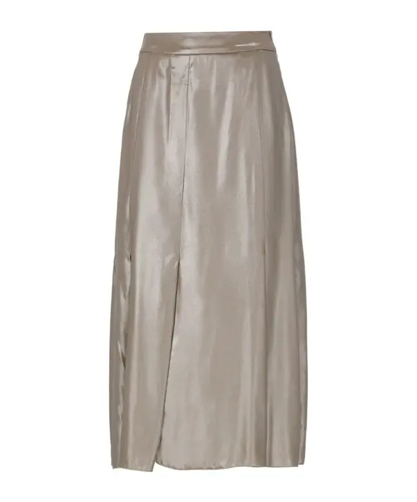 Peserico Laminated Twill Midi Skirt - Gray
