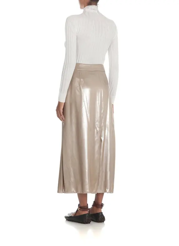Peserico Laminated Twill Midi Skirt - Gray