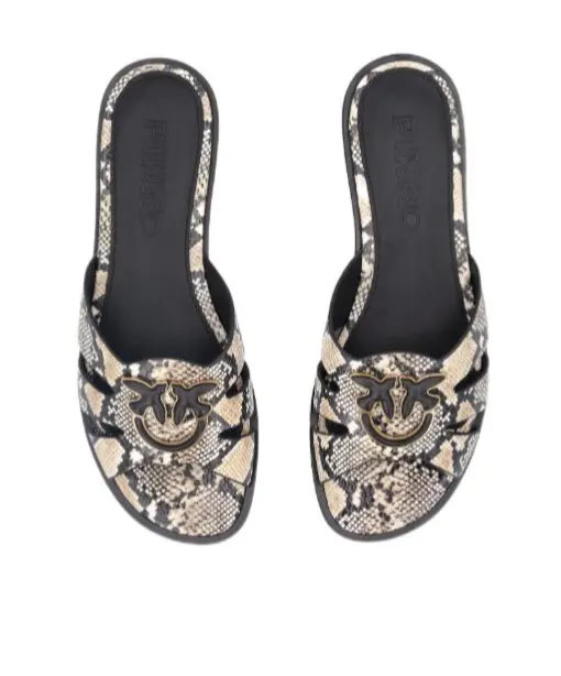 Pinko Love Birds Embossed Open Toe Sandals