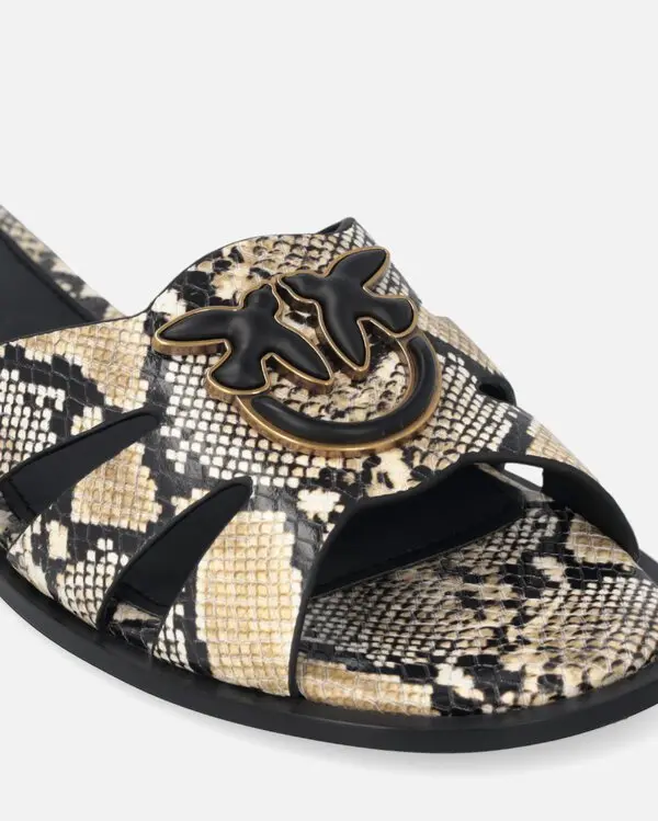 Pinko Love Birds Embossed Open Toe Sandals