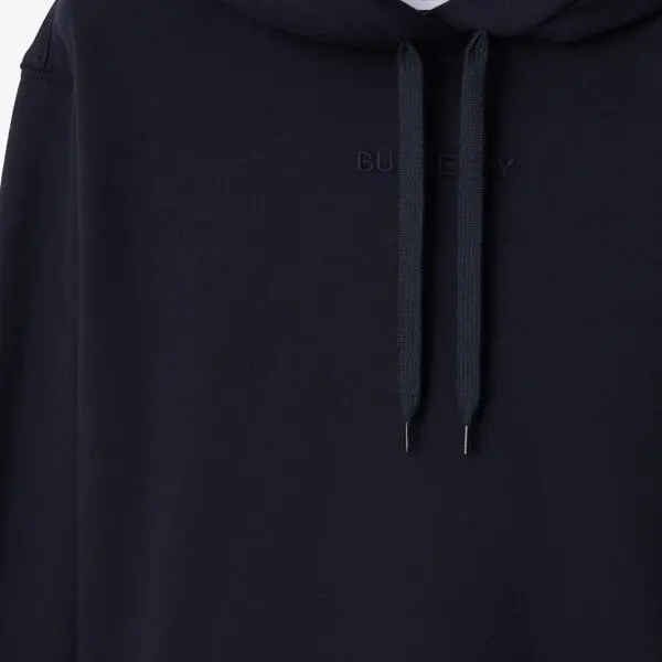 Burberry Cropped Drawstring Hoodie - Navy Blue