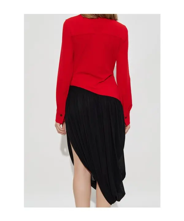 FERRAGAMO Shirt Dress With Asymmetrical Hem - New Red