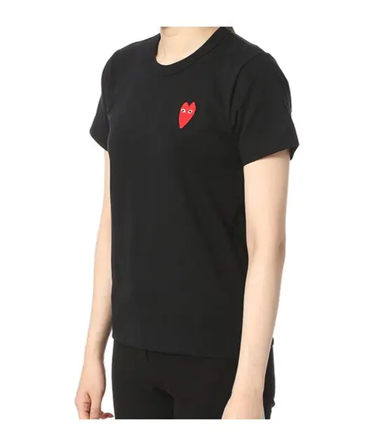 Comme Des Garçons Short Sleeve T-shirt With Red Heart Applique