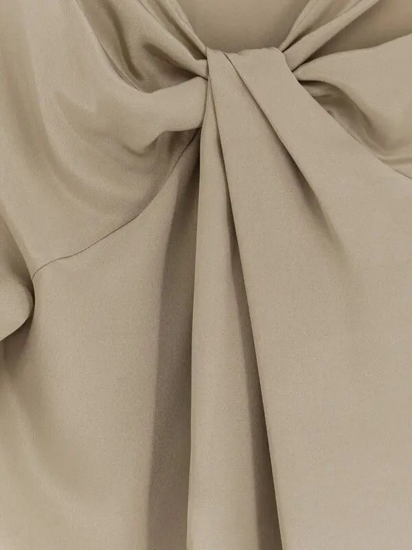 Max Mara Satin Top With Knot Detail - Nude