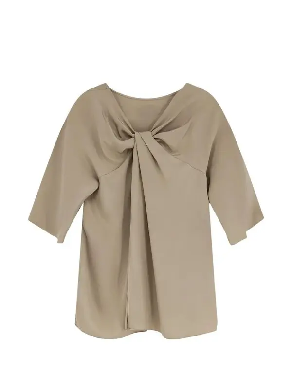 Max Mara Satin Top With Knot Detail - Nude