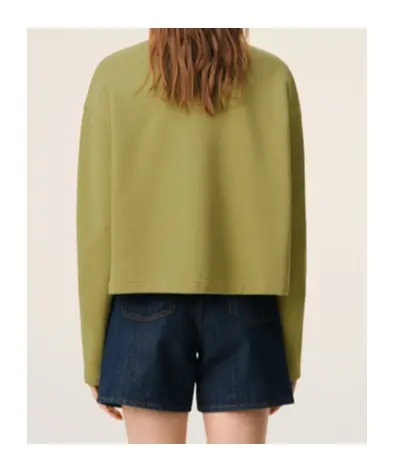 AMI Paris Logo Embroidered Crewneck T-shirt - Matcha