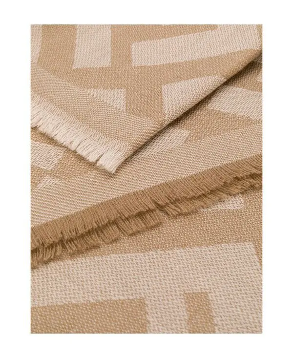 Fendi Ff Jacquard Frayed-edge Scarf - Brown
