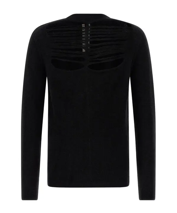 Rick Owens Long Sleeve Cut-out Front Sweater - Black