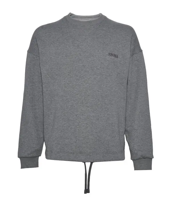 Zegna Logo Embroidered Crewneck Sweatshirt - Grigio Melange