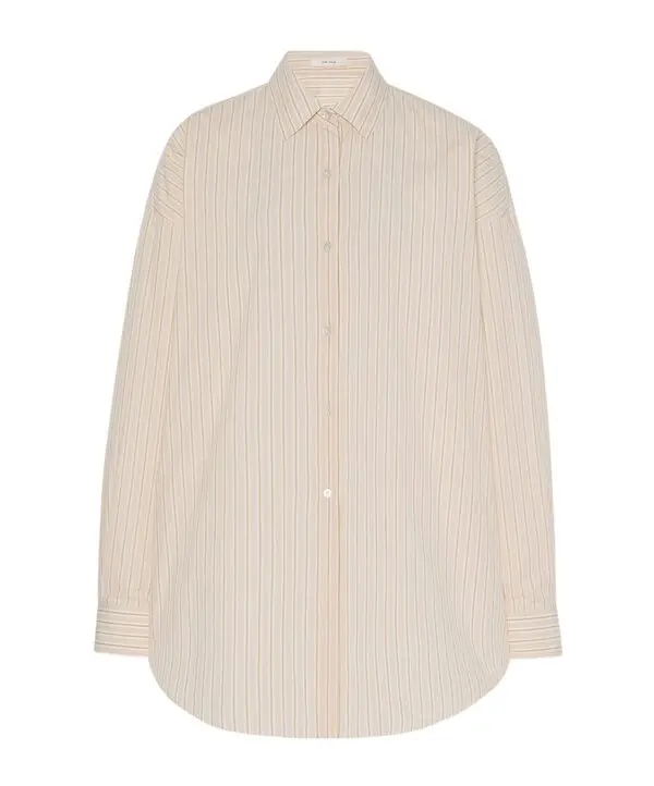 THE ROW Caster Striped Poplin Shirt - Beige