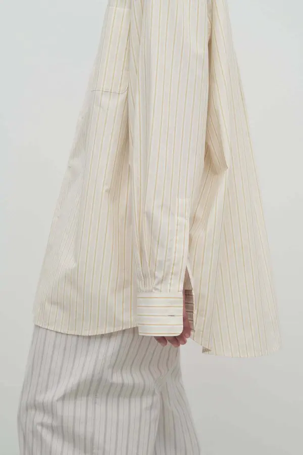 THE ROW Caster Striped Poplin Shirt - Beige