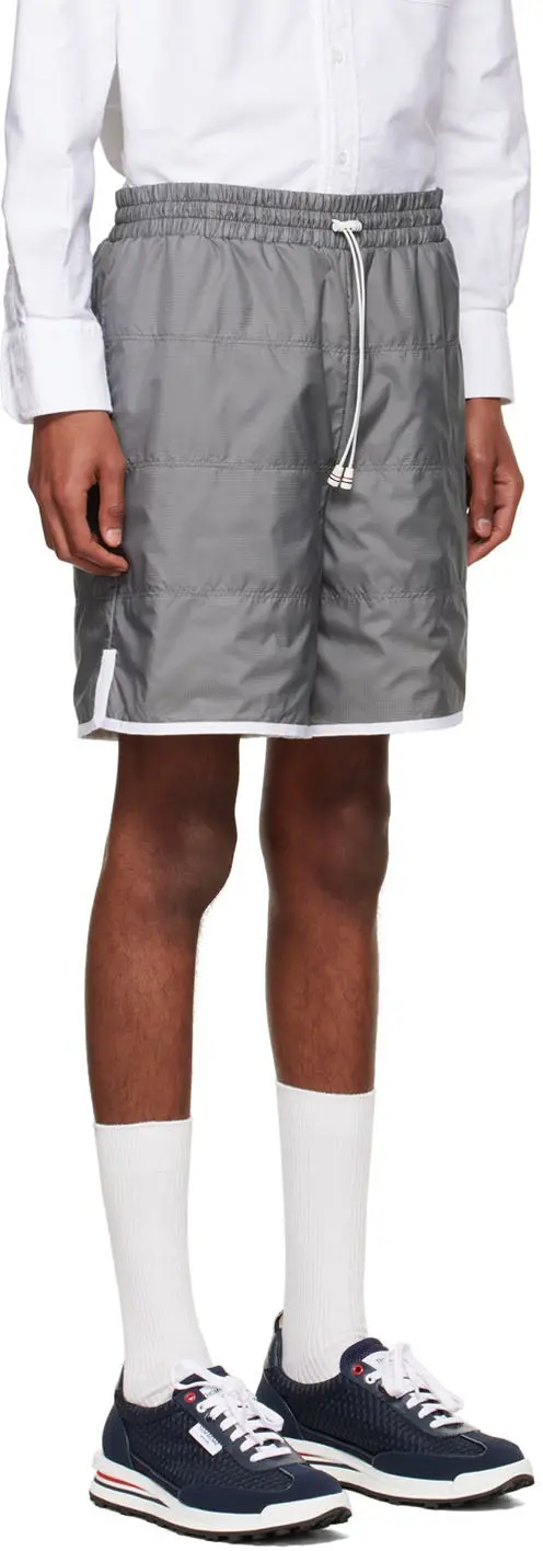 Thom Browne Ripstop Drawstring Track Shorts - Silver-gray