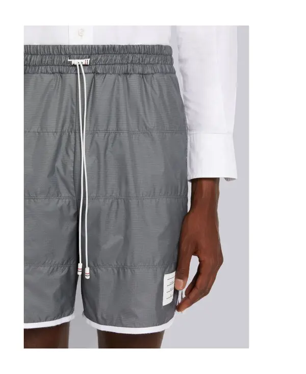 Thom Browne Ripstop Drawstring Track Shorts - Silver-gray