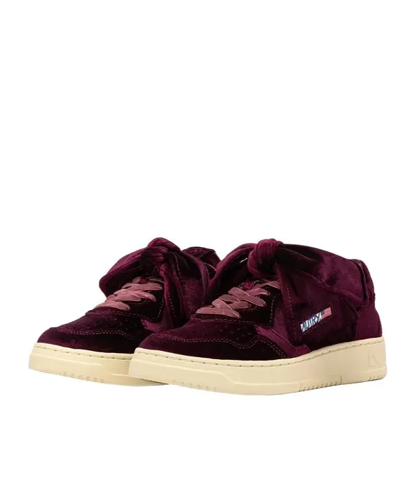 AUTRY Velvet Bow Detail Sneakers - Wine Red