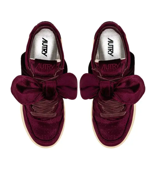 AUTRY Velvet Bow Detail Sneakers - Wine Red