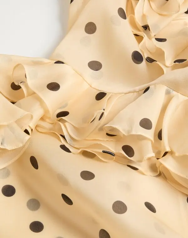 Valentino Garavani Polka Dot V-neck Ruffled Dress