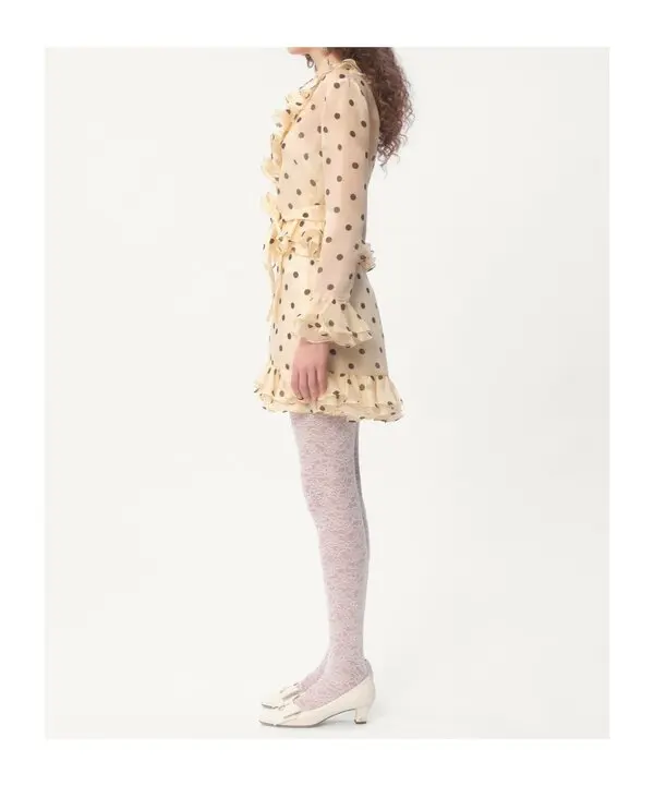 Valentino Garavani Polka Dot V-neck Ruffled Dress