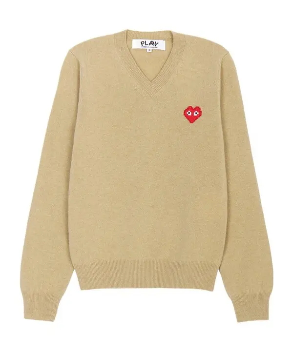 Comme Des Garçons Long Sleeve V-neck Sweater - Brown