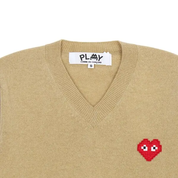 Comme Des Garçons Long Sleeve V-neck Sweater - Brown