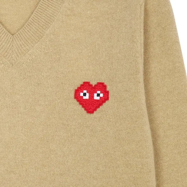 Comme Des Garçons Long Sleeve V-neck Sweater - Brown